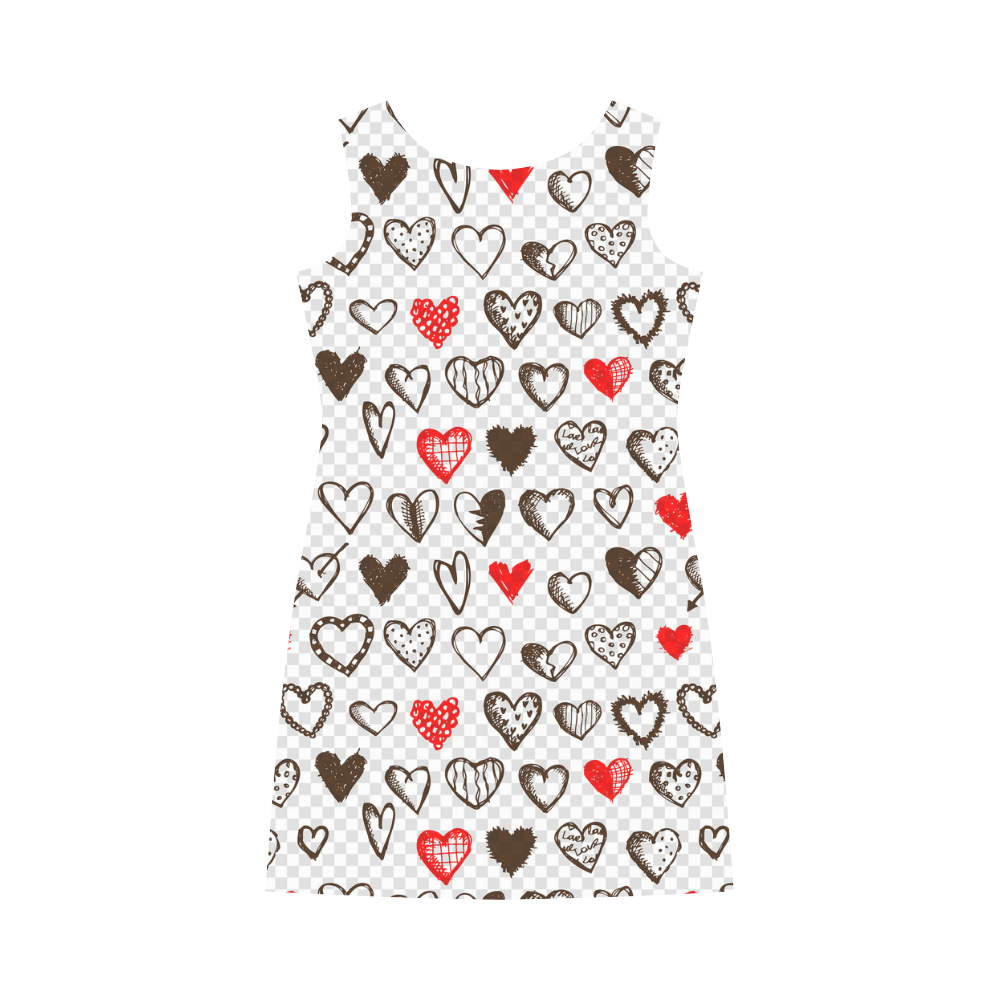 Red and Black Hearts Love Pattern Round Collar Dress (D22) | ID: D1328493