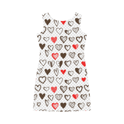 Red and Black Hearts Love Pattern Round Collar Dress (D22) | ID: D1328493