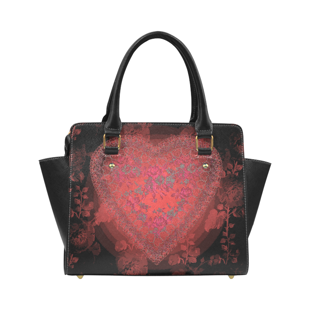 Heart on Fire Beautiful Red Floral Classic Shoulder Handbag (Model 1653 ...