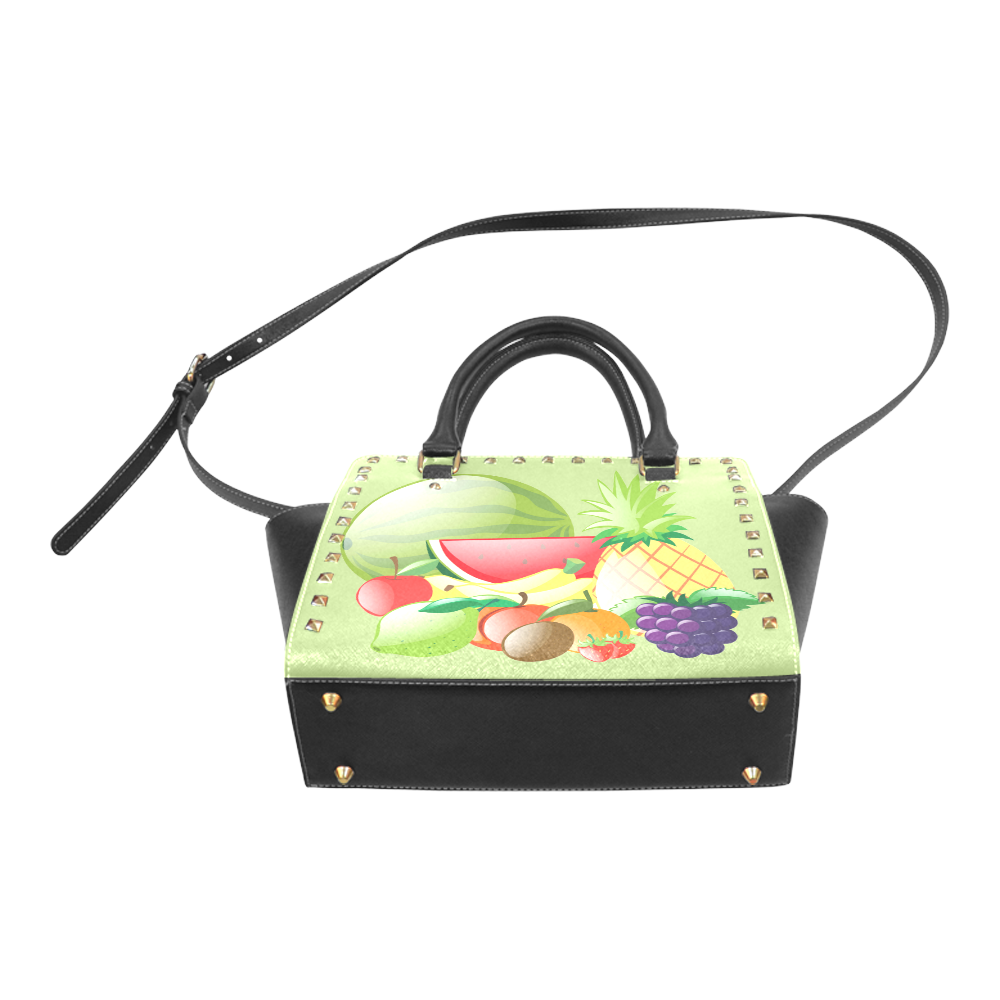 Fruit Bananas Grapes Pineapple Watermelon Rivet Shoulder Handbag (Model ...