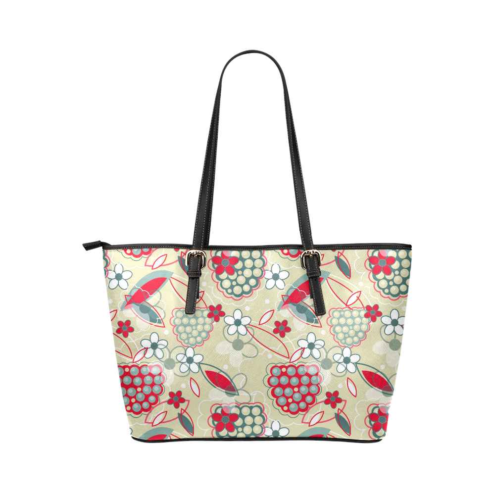Berry Sweet Fruit Flower Floral Leather Tote Bag/Small (Model 1651 ...