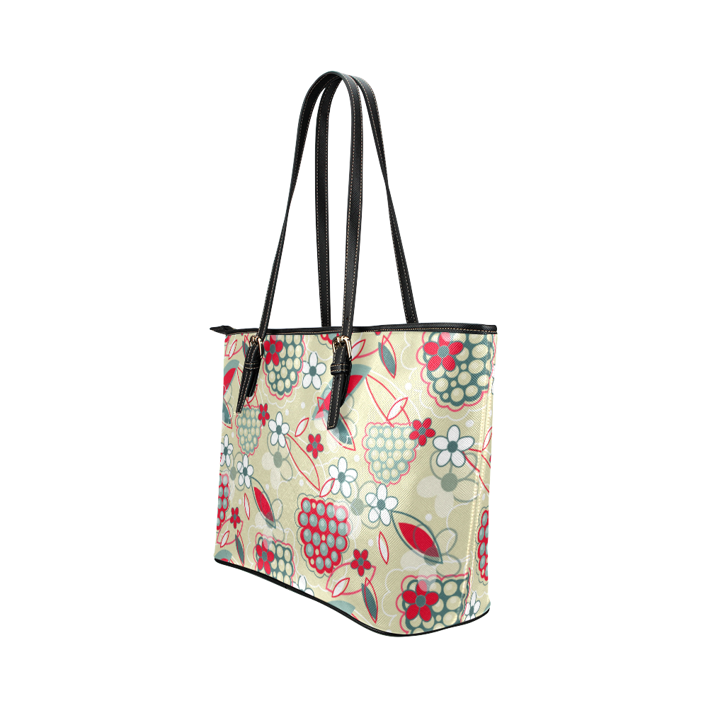 Berry Sweet Fruit Flower Floral Leather Tote Bag/Small (Model 1651 ...