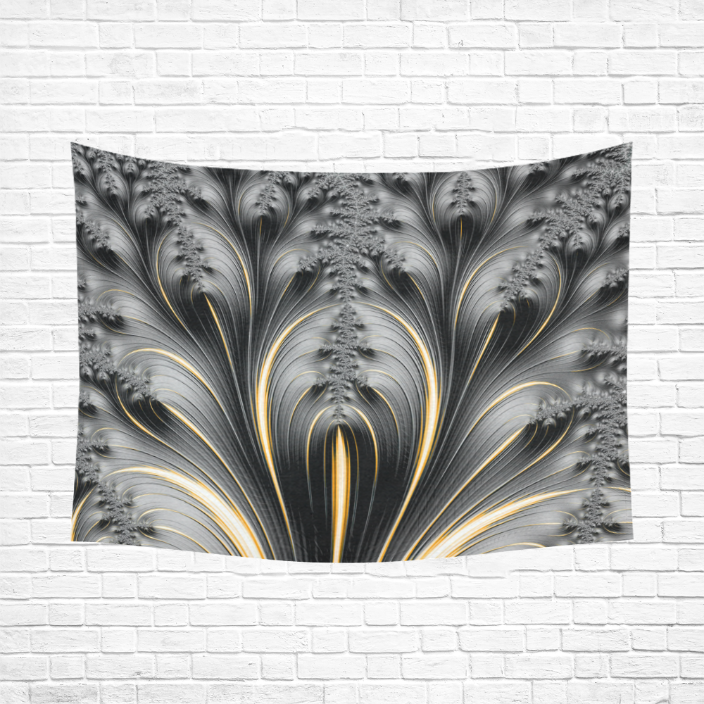 Black With Gold Fractal Art Cotton Linen Wall Tapestry 80"x 60" | ID ...
