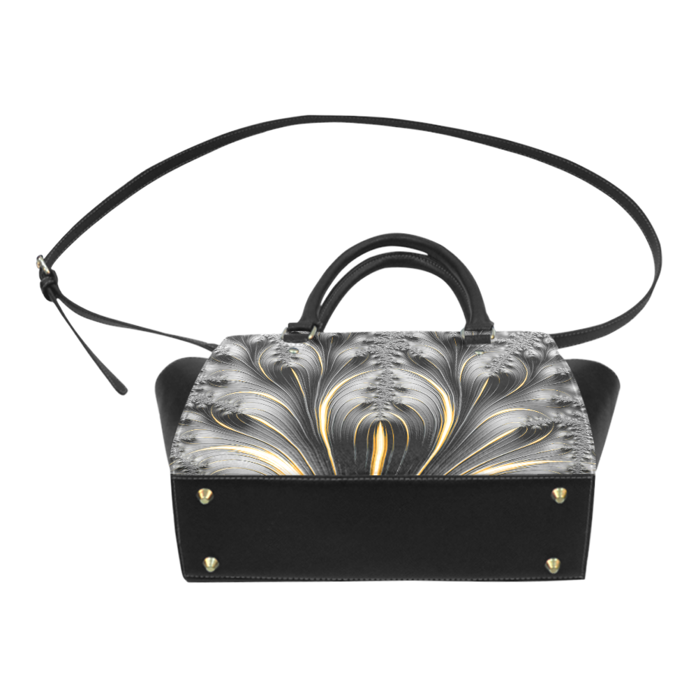 Black Gold Fractal Art Classic Shoulder Handbag (Model 1653) | ID: D1333425