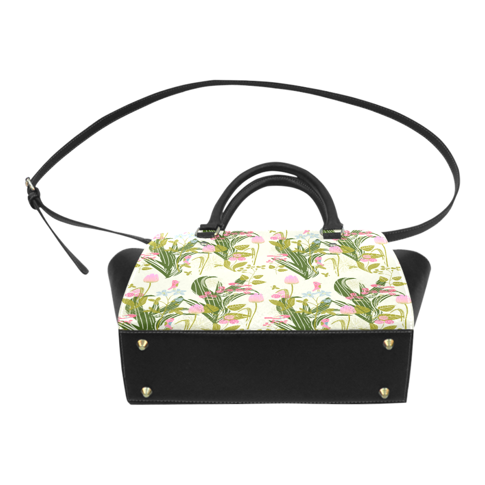 Pink Flowers Birds Cute Floral Pattern Classic Shoulder Handbag (Model ...