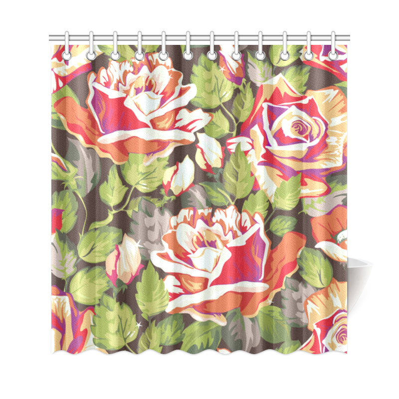 Red Roses Beautiful Floral Pattern Shower Curtain 69"x72" | ID: D1341304