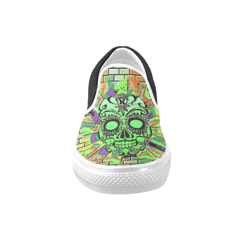skull on bricks C by JamColors Women's Unusual Slip-on Canvas Shoes ...