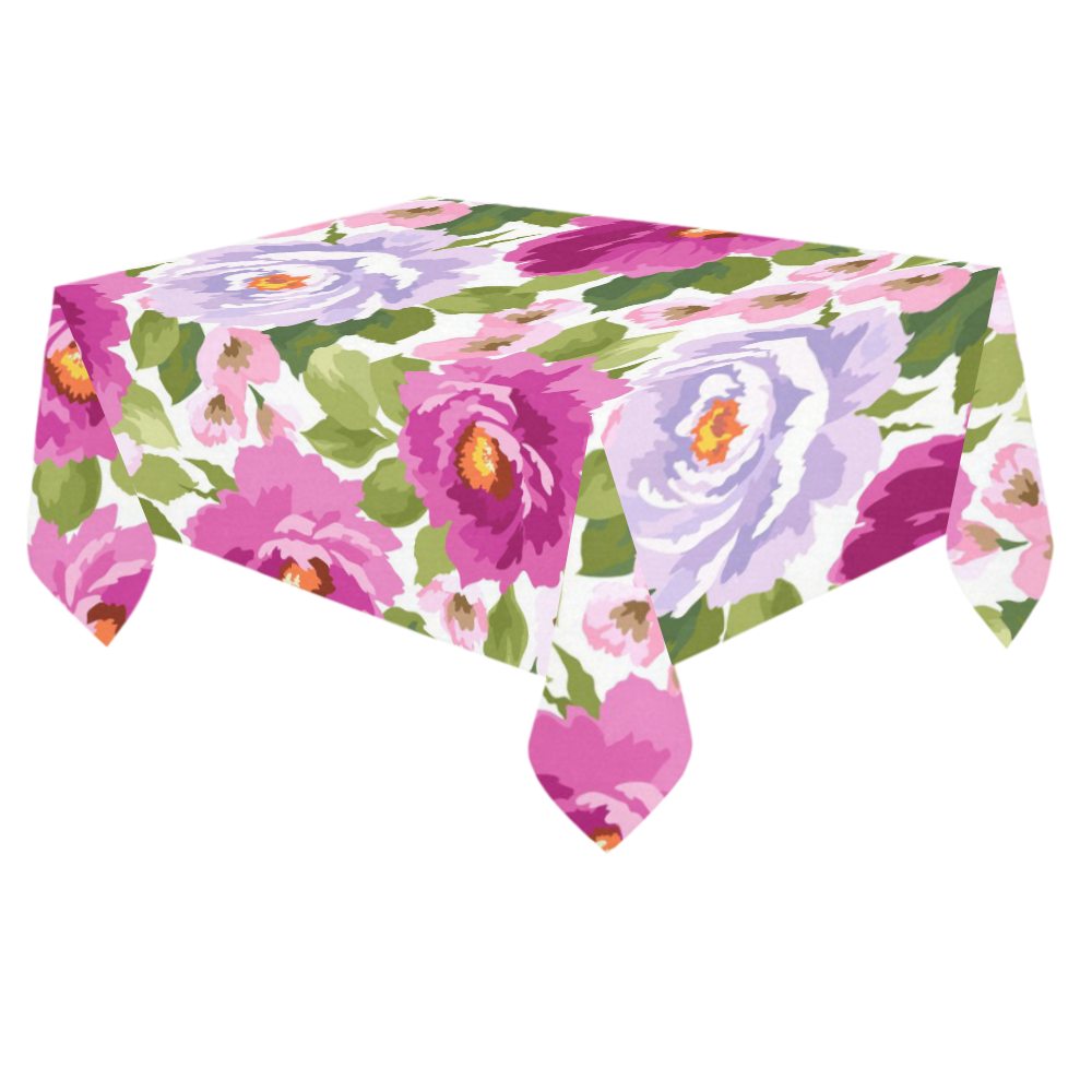 Beautiful Pink Watercolor Floral Pattern Cotton Linen Tablecloth 60"x ...