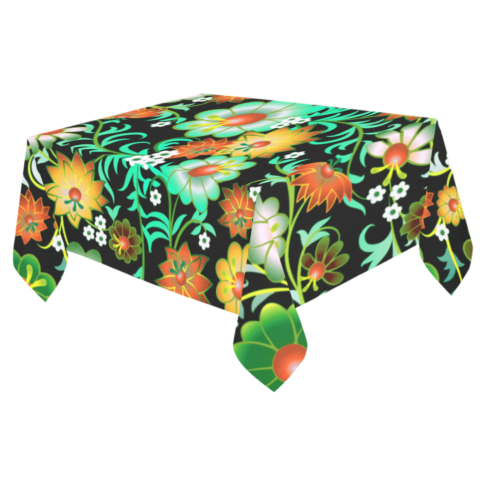 Beautiful Vintage European Floral Pattern Cotton Linen Tablecloth 52"x ...