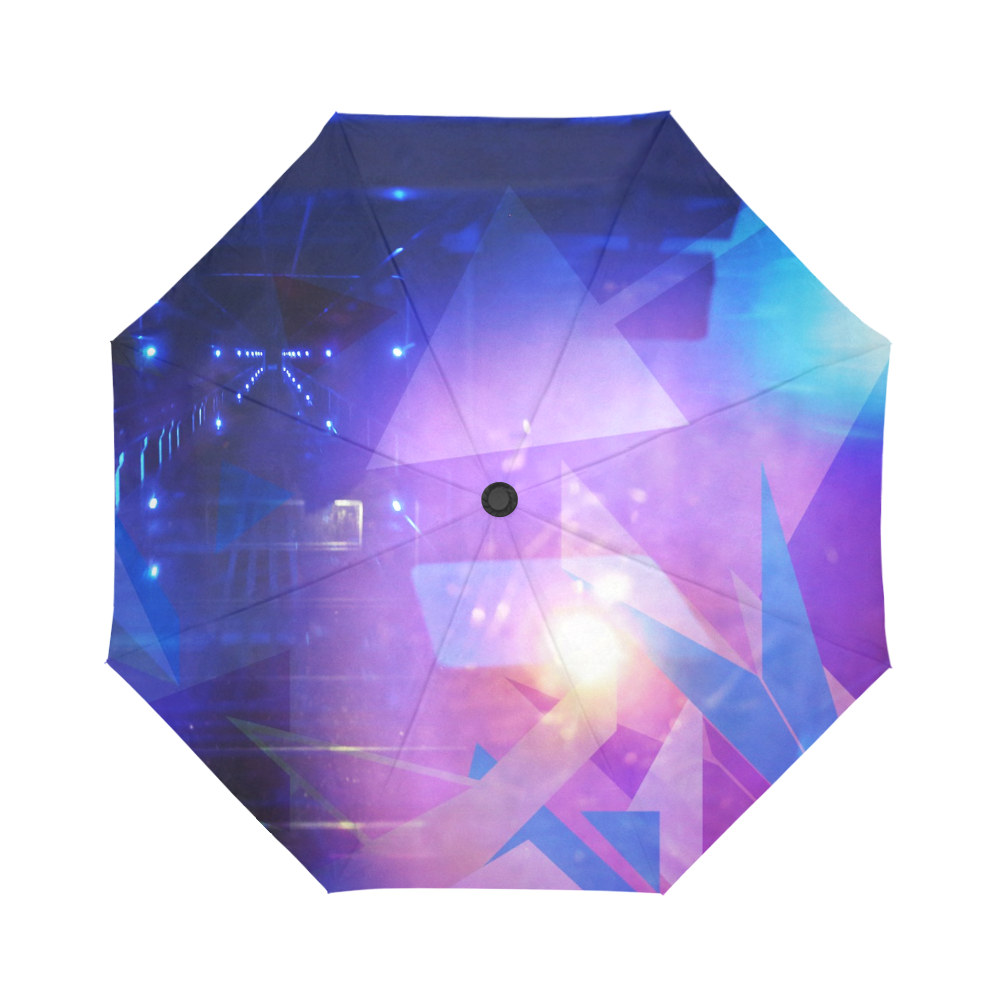 Purple Abstract Triangles Auto-Foldable Umbrella (Model U04) | ID: D1385136
