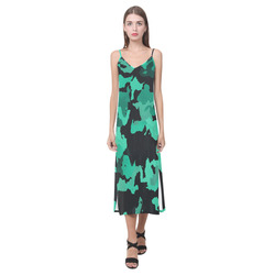 Chic and elegant spiral fractal V-Neck Open Fork Long Dress(Model D18 ...