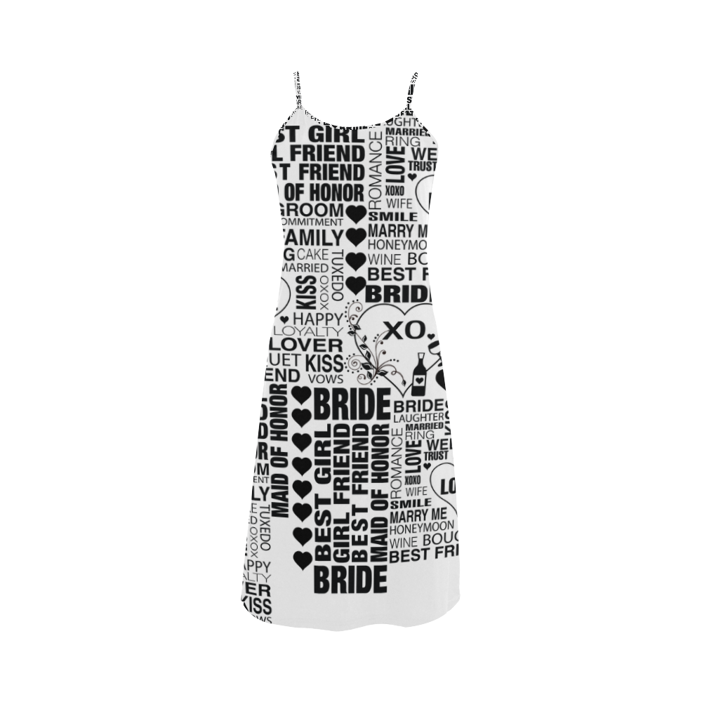 Bride Wedding Dress Bachelorette Party Dress Wedding Words Print Dress ...