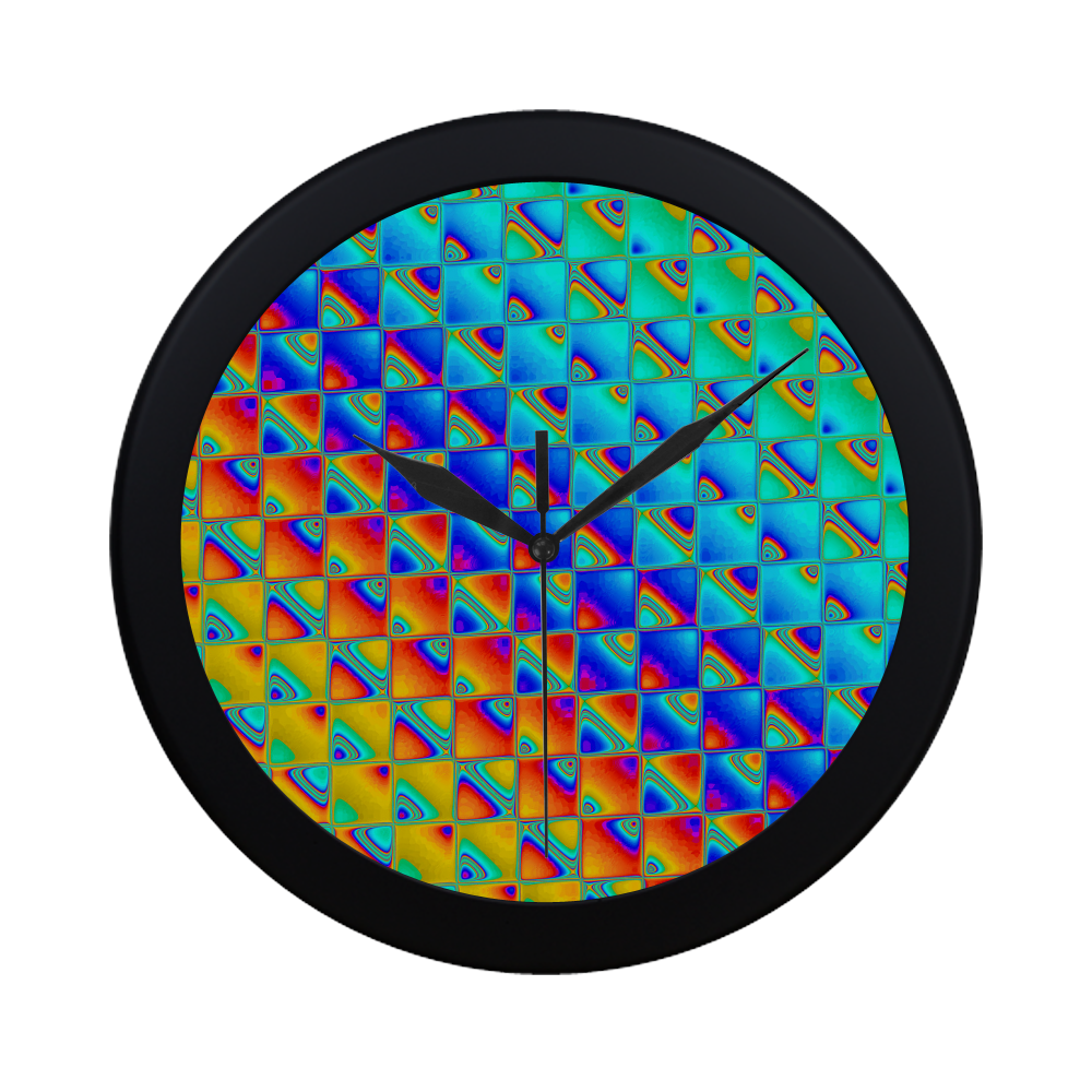 neon tiles Circular Plastic Wall clock | ID: D1413218