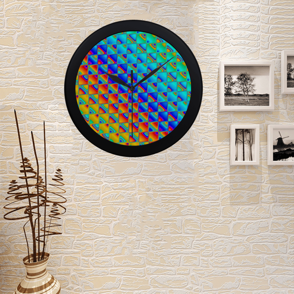neon tiles Circular Plastic Wall clock | ID: D1413218