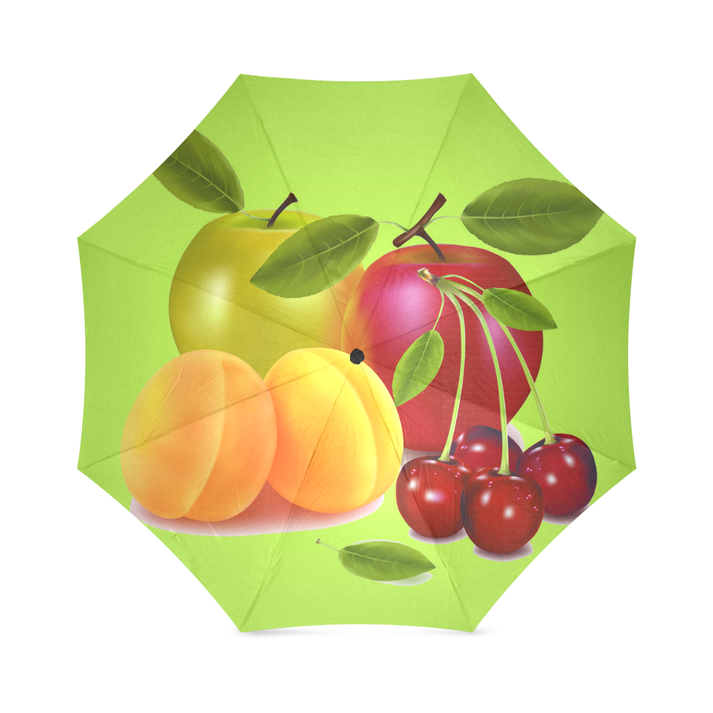 Cherries Apricots Apples Fruit Foldable Umbrella (Model U01) | ID: D1420442
