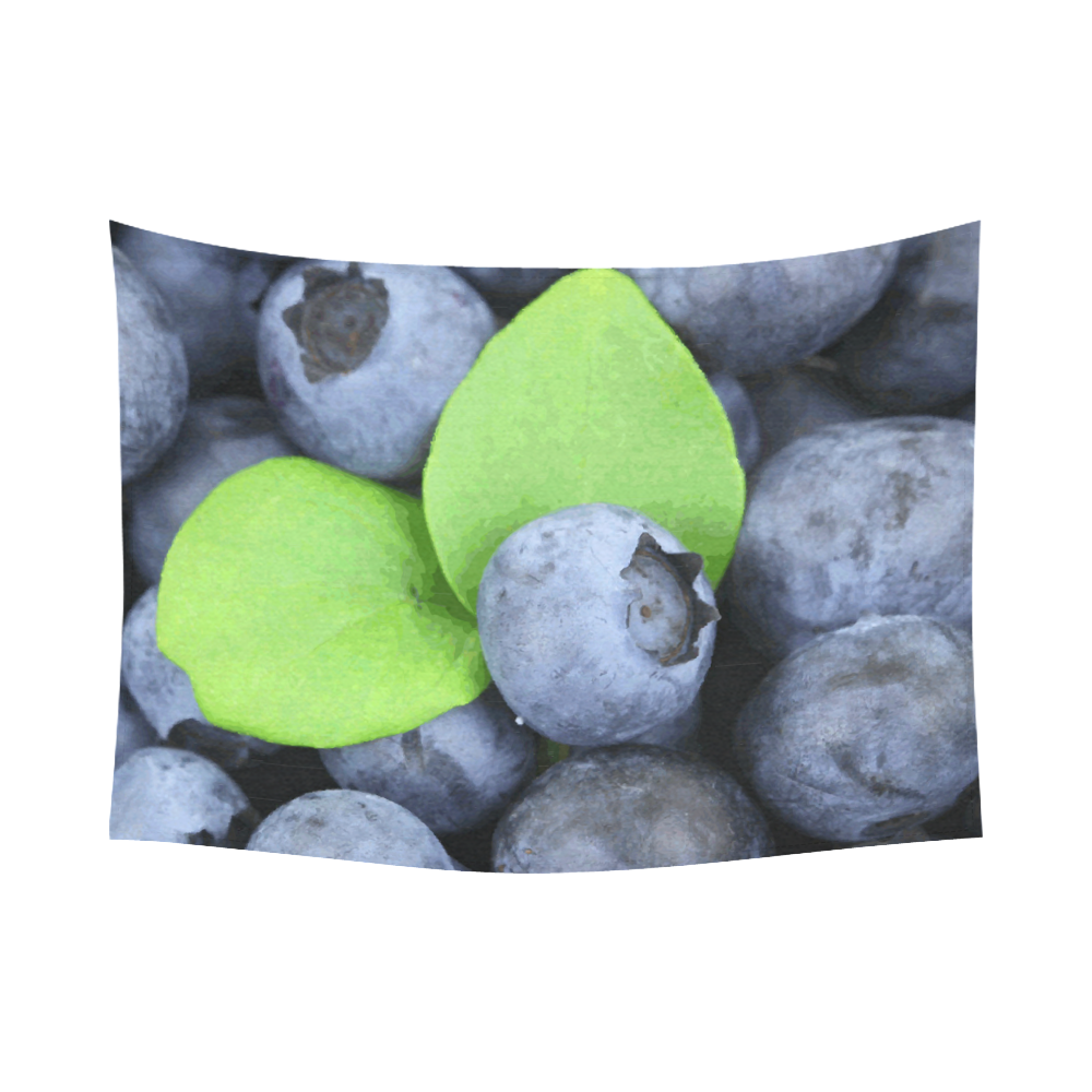 Blueberries Leaf Fruit Food Cotton Linen Wall Tapestry 80"x 60" | ID ...