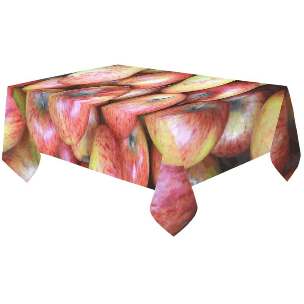 Autumn Apples Red Green Fruit Cotton Linen Tablecloth 60"x120" | ID ...