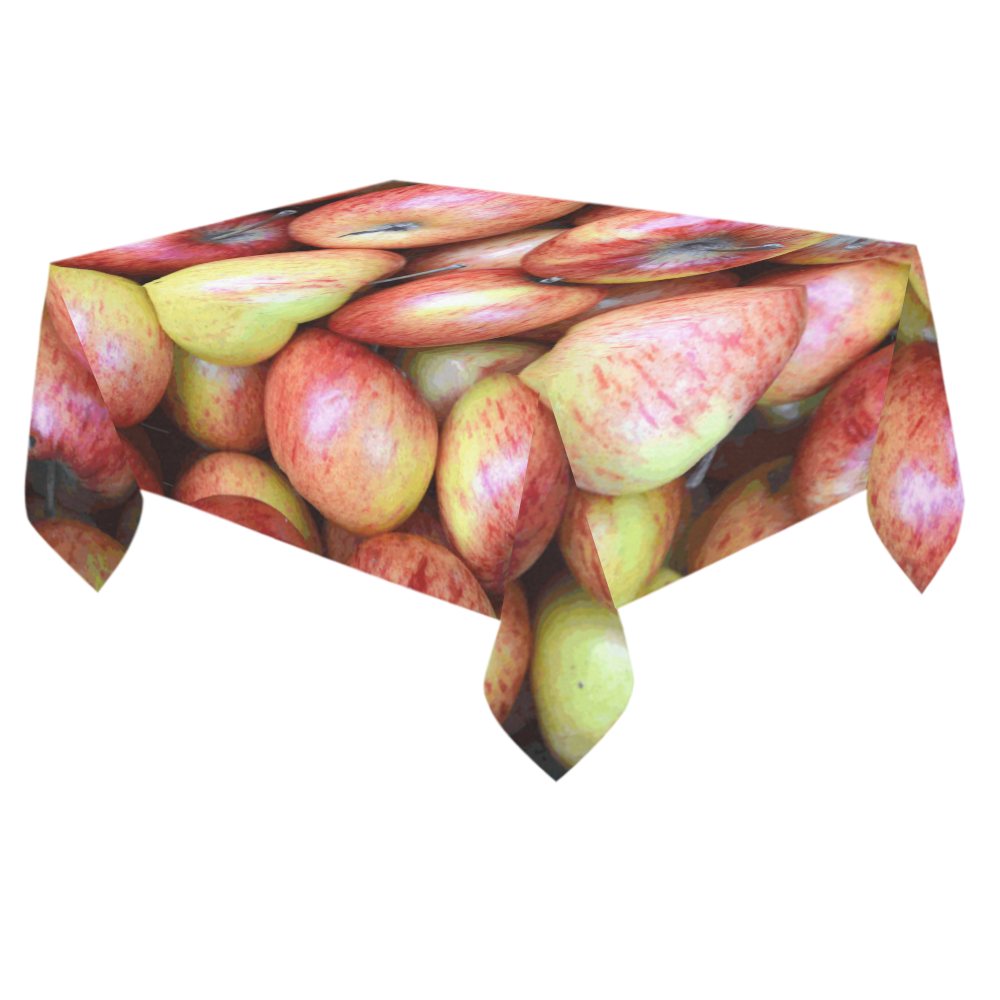 Autumn Apples Red Green Fruit Cotton Linen Tablecloth 60"x 84" | ID ...