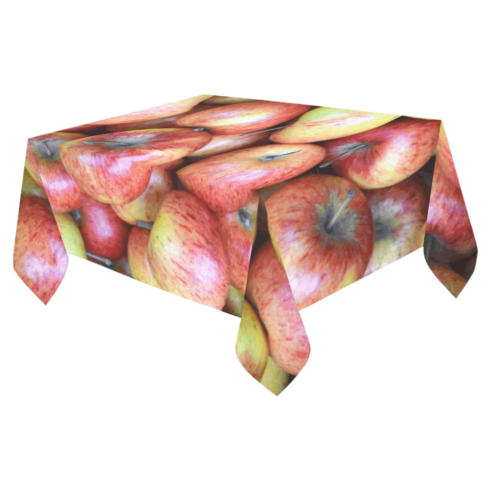 Autumn Apples Red Green Fruit Cotton Linen Tablecloth 52"x 70" | ID ...