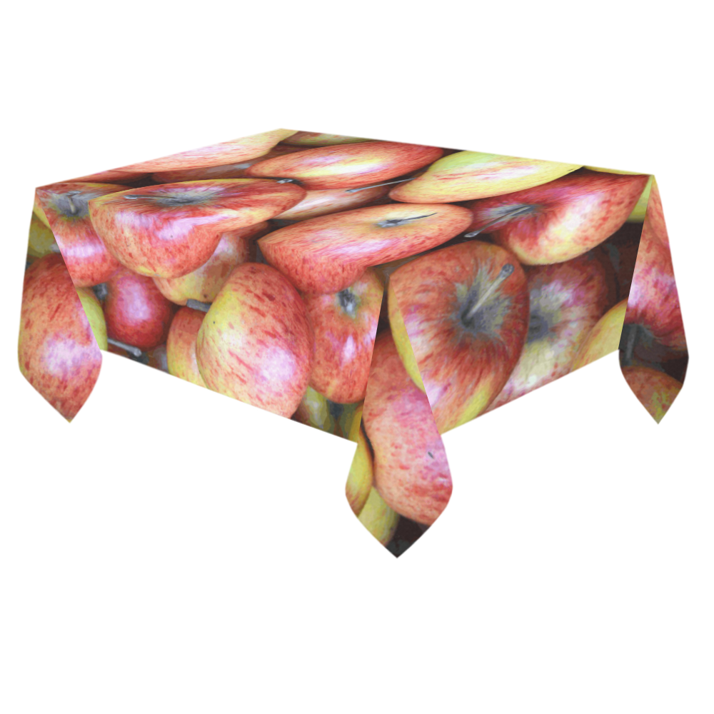 Autumn Apples Red Green Fruit Cotton Linen Tablecloth 60"x 84" | ID ...
