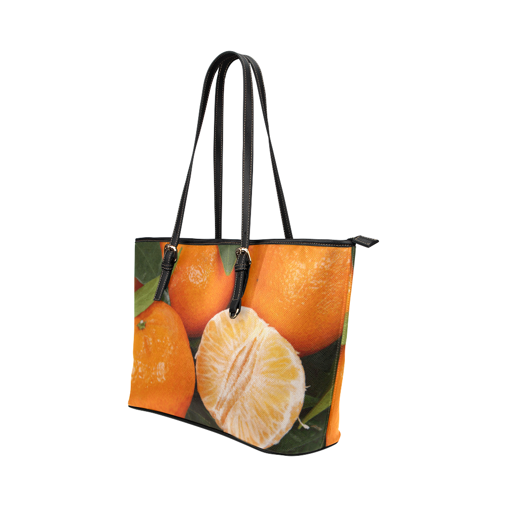 Oranges & Peeled Orange Fruit Leather Tote Bag/Small (Model 1651) | ID ...