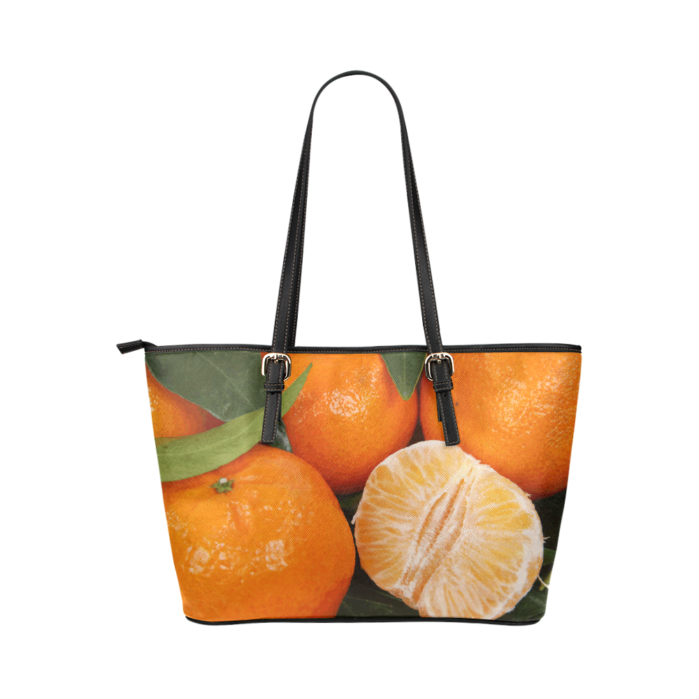 Oranges & Peeled Orange Fruit Leather Tote Bag/Small (Model 1651) | ID ...