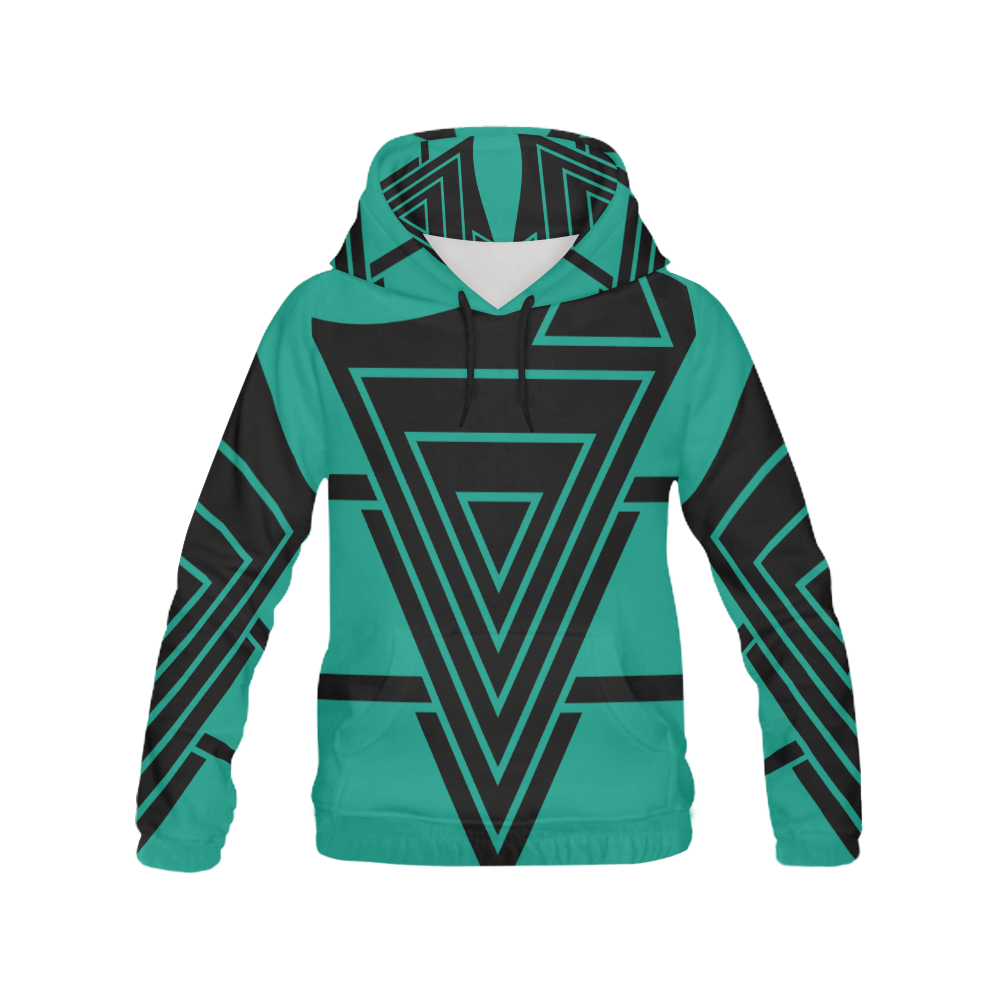 Black Geometric Art Stripes Triangles All Over Print Hoodie for Men ...