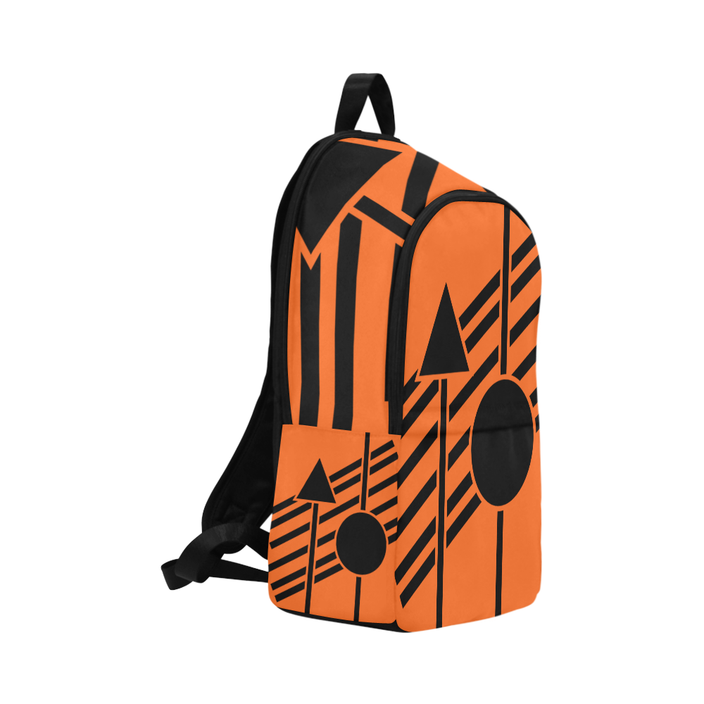 Black Geometric Art Stripes Triangle Dot Fabric Backpack for Adult ...