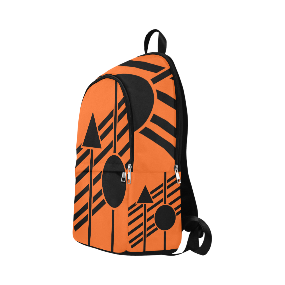 Black Geometric Art Stripes Triangle Dot Fabric Backpack for Adult ...