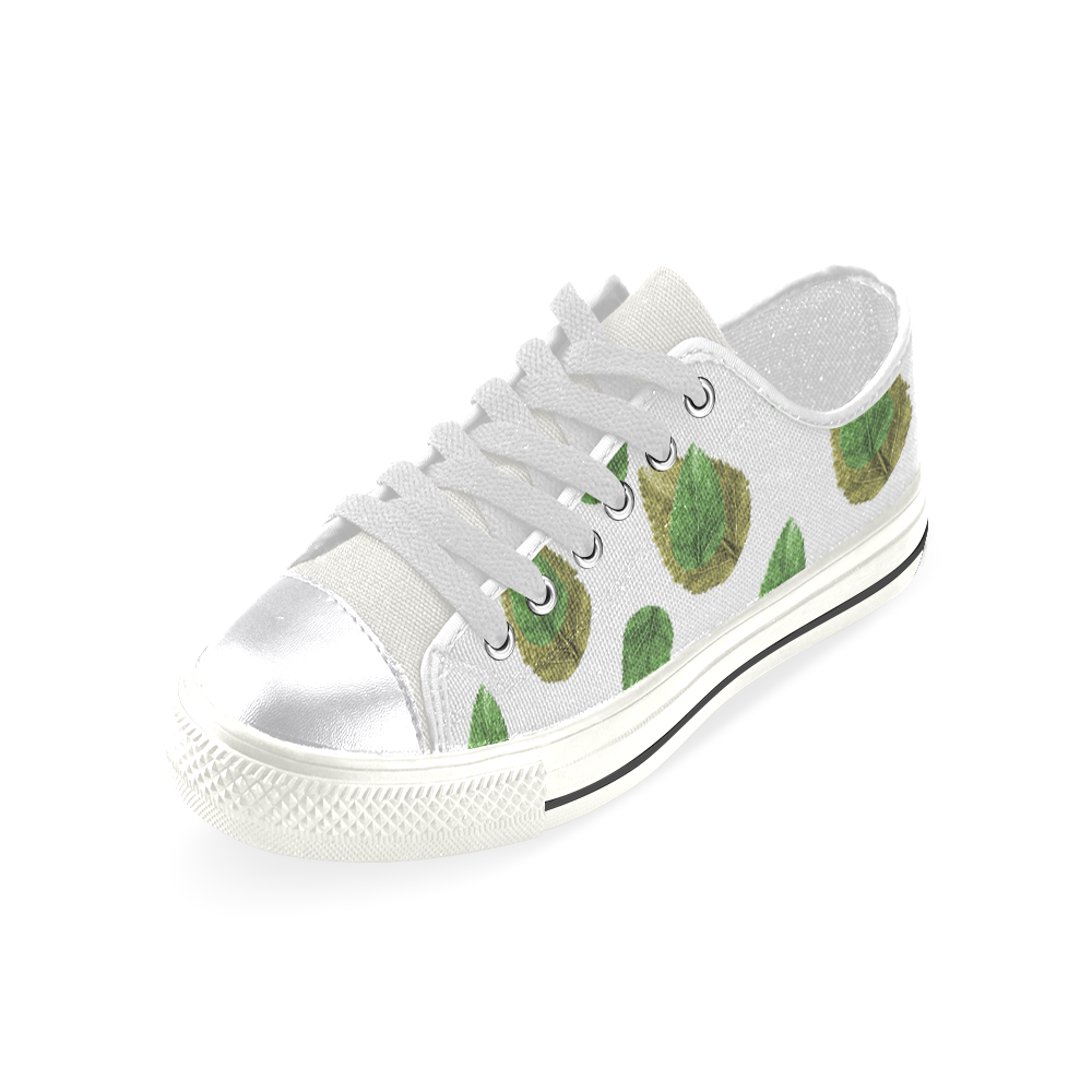 Leaves Motif Nature Pattern Women's Classic Canvas Shoes (Model 018 ...