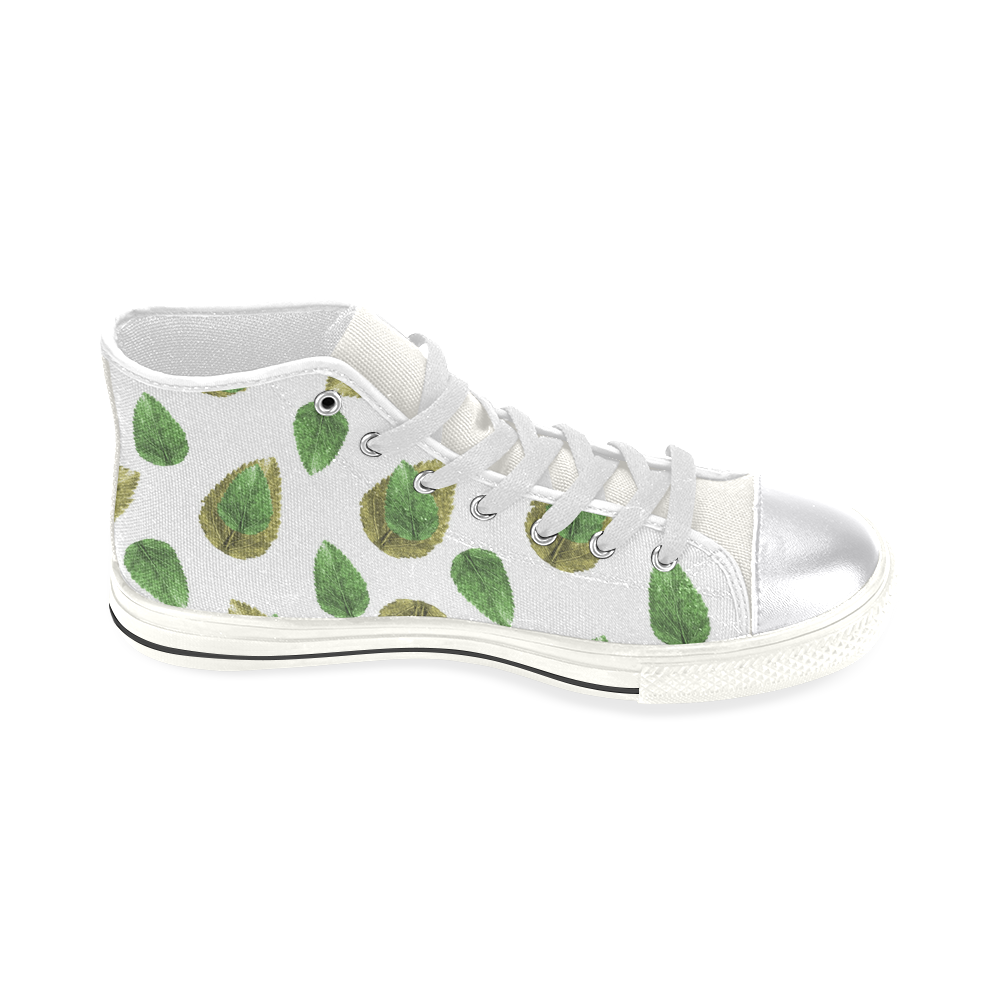 Leaves Motif Nature Pattern Women's Classic High Top Canvas Shoes ...