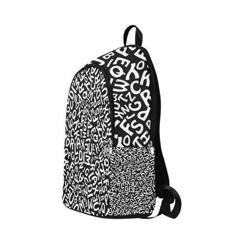Alphabet Black and White Letters Fabric Backpack for Adult (Model 1659 ...