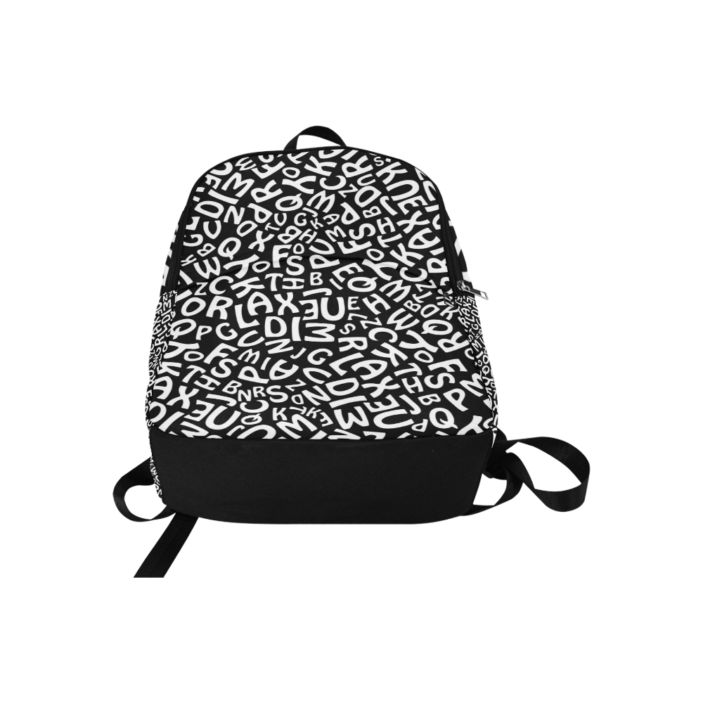 Alphabet Black and White Letters Fabric Backpack for Adult (Model 1659 ...