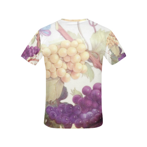 Purple Grapes Butterflies Vintage Floral All Over Print T-Shirt for ...