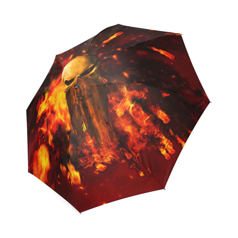 Amazing skull with fire Foldable Umbrella (Model U01) | ID: D1502117