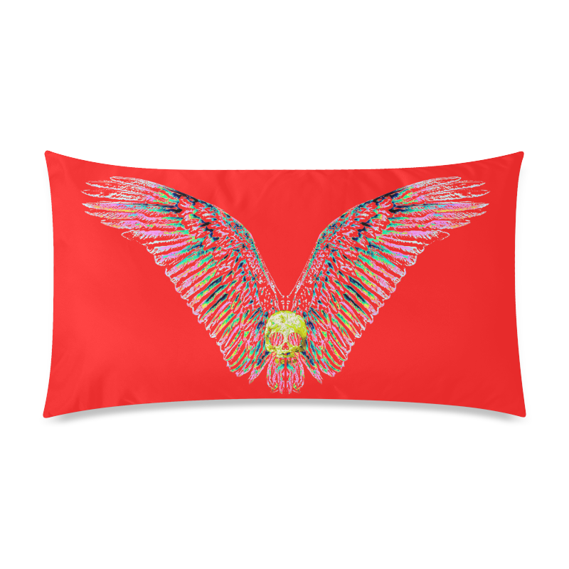 Angel Skull on Red Rectangle Pillow Case 20"x36"(Twin Sides) | ID: D1507484