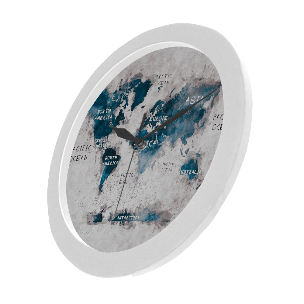 world map OCEANS and continents Circular Plastic Wall clock | ID: D1526941