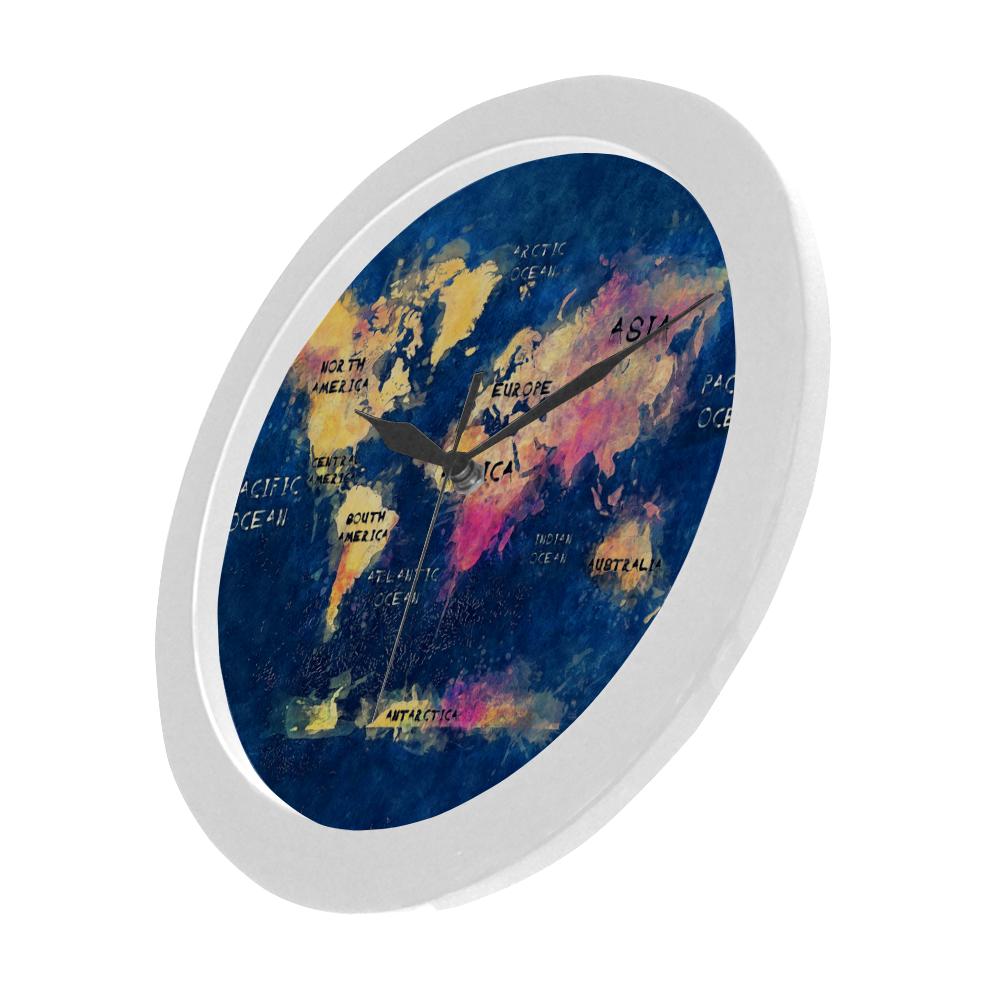 world map oceans and continents Circular Plastic Wall clock | ID: D1526960