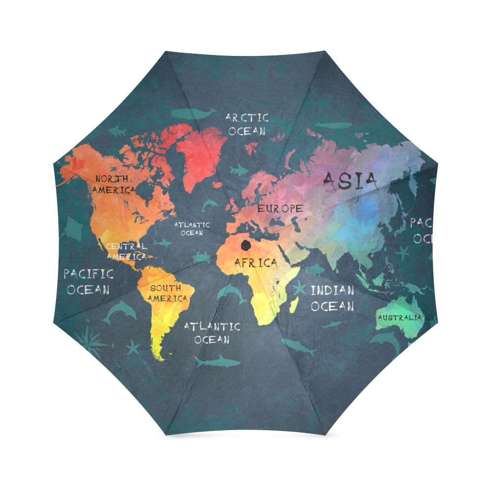 world map Foldable Umbrella (Model U01) | ID: D1526316