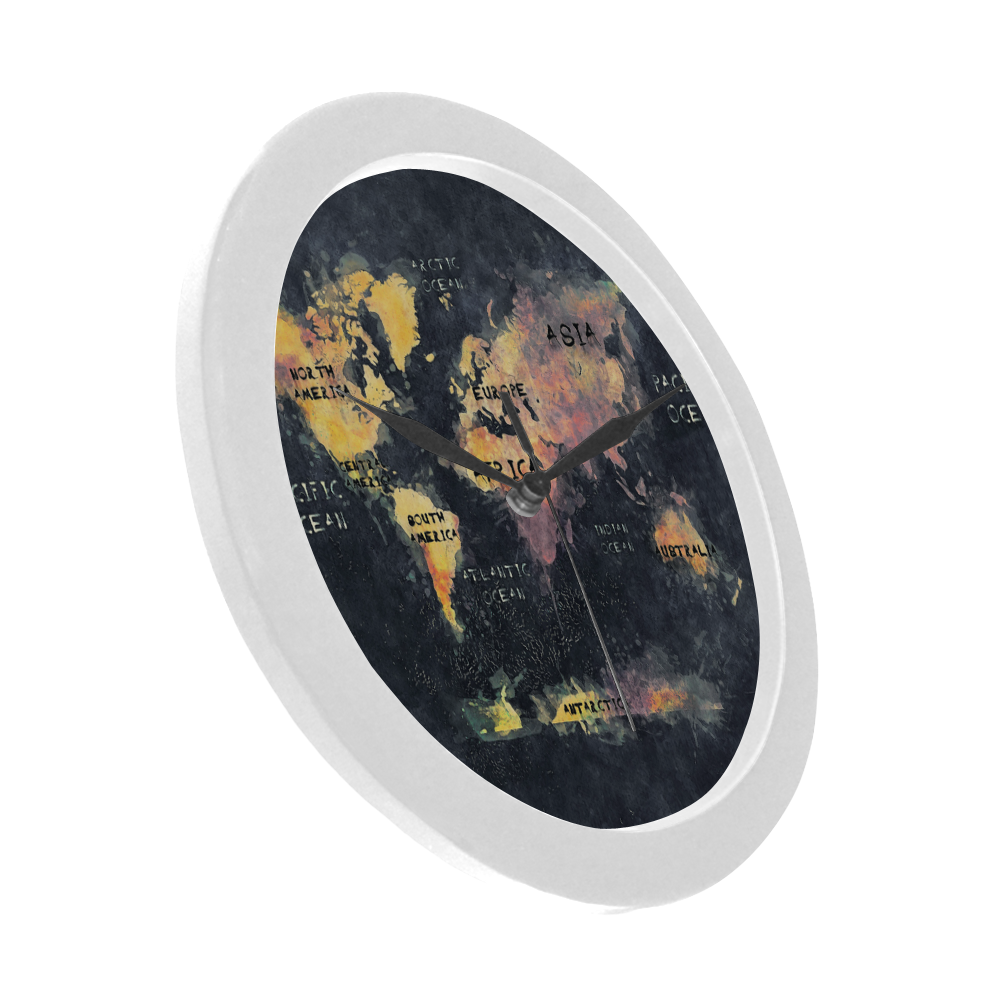 world map OCEANS and continents Circular Plastic Wall clock | ID: D1526934