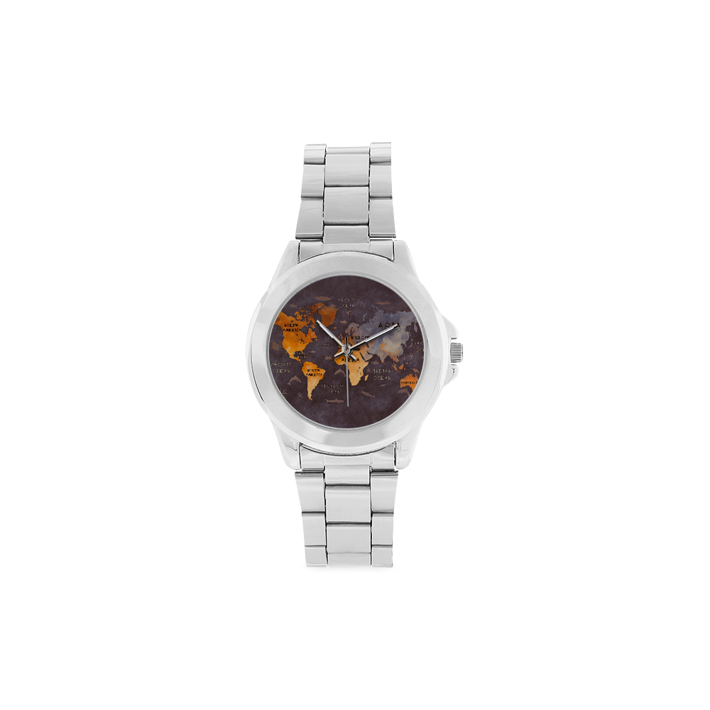 world map Unisex Stainless Steel Watch(Model 103) | ID: D1526263