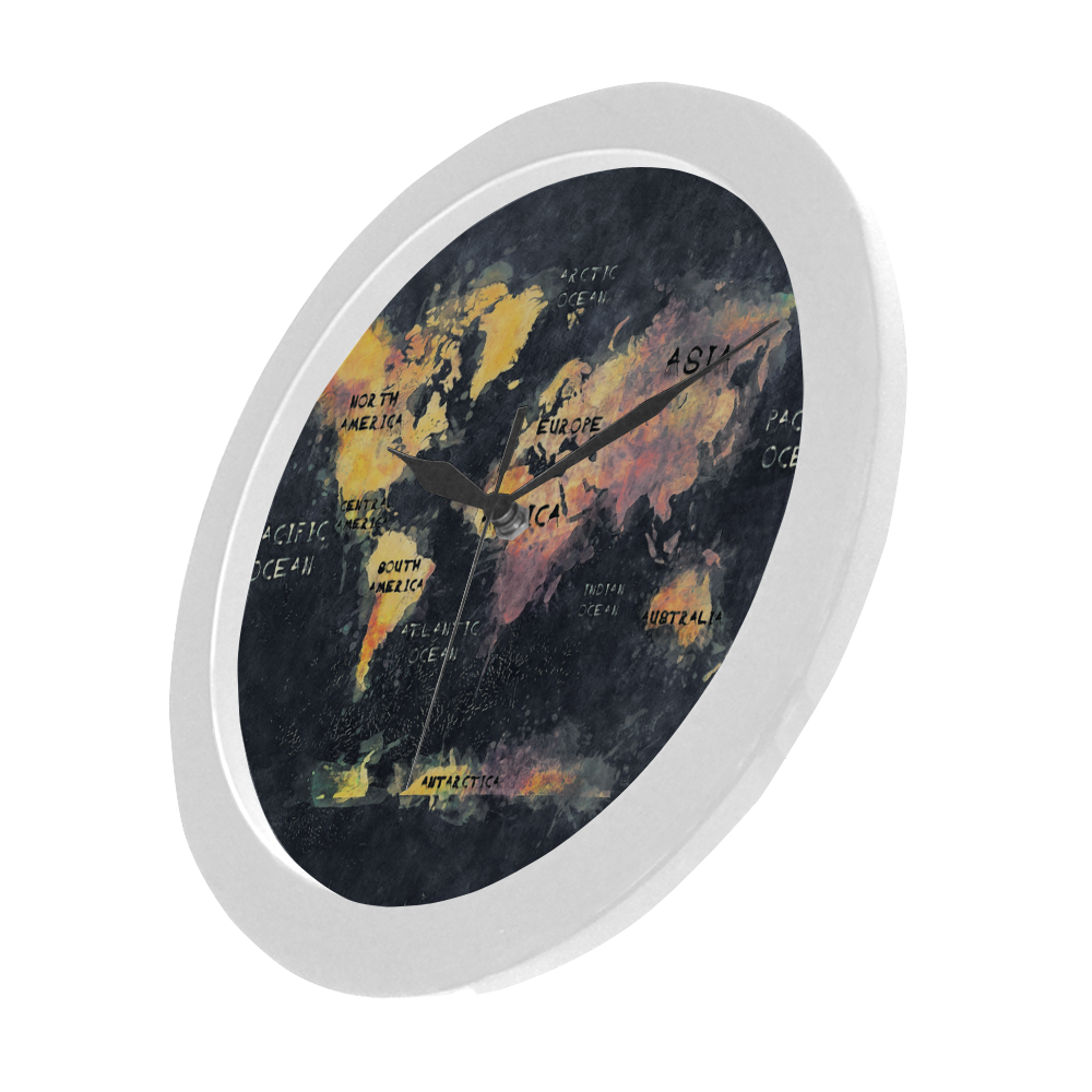 world map OCEANS and continents Circular Plastic Wall clock | ID: D1526934