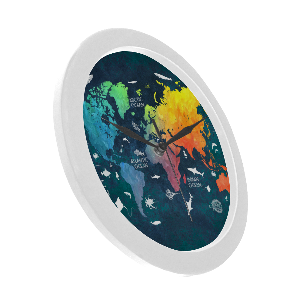 world map Circular Plastic Wall clock | ID: D1527149