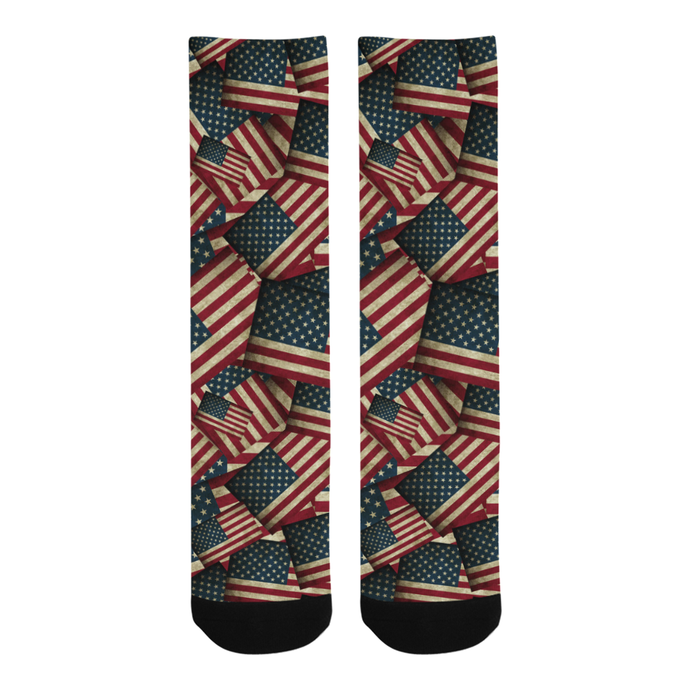 Patriotic Grunge-Style USA American Flags Trouser Socks | ID: D1534779