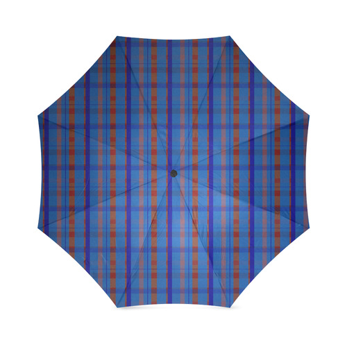Royal Blue Plaid Hipster Style Foldable Umbrella (Model U01) | ID: D1537123