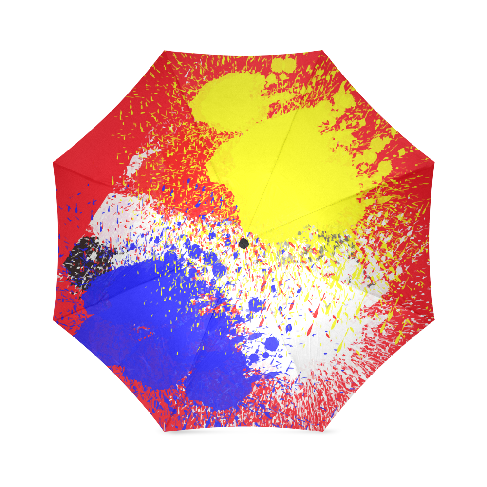 Primary Colors Watercolor Spatter Red Blue Yellow Foldable Umbrella ...