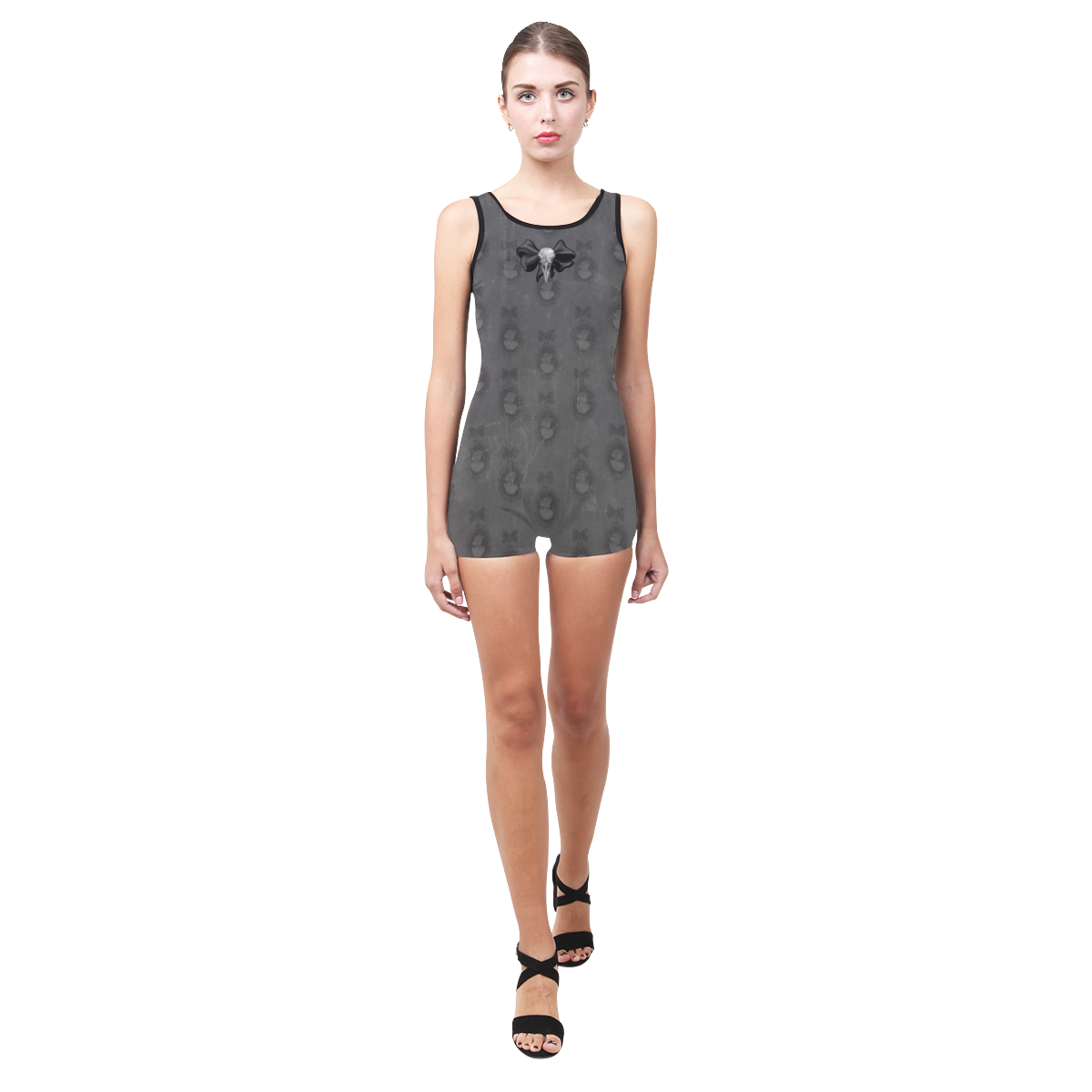 Raven Cameo Gothic Classic One Piece Swimwear (Model S03) | ID: D1540093