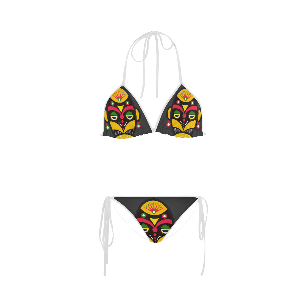 African Traditional Tribal Mask Custom Bikini Swimsuit | ID: D1554534
