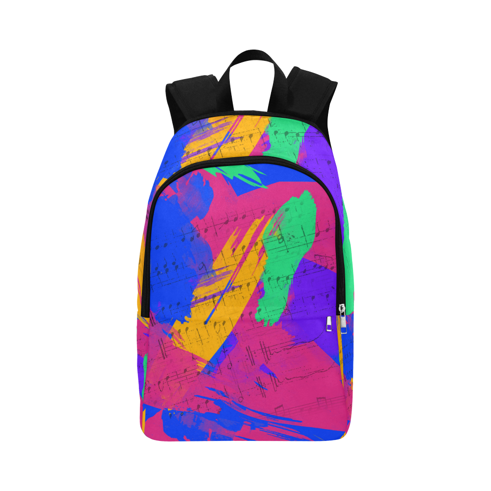 Groovy Paint Brush Strokes with Music Notes Fabric Backpack for Adult ...