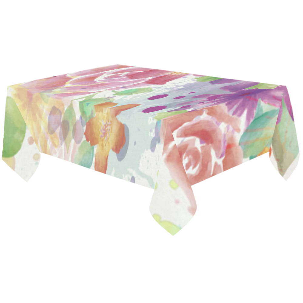 Watercolor Splash Red Green Floral Pattern Cotton Linen Tablecloth 60 ...